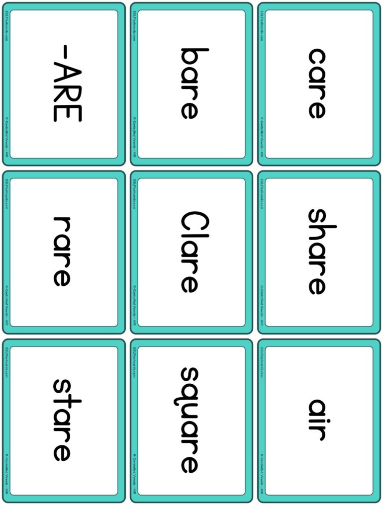 R-Controlled Vowels - ESL Flashcards