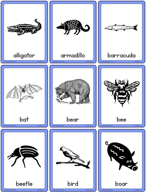 Animals A to Z Flashcards - ESL Flashcards