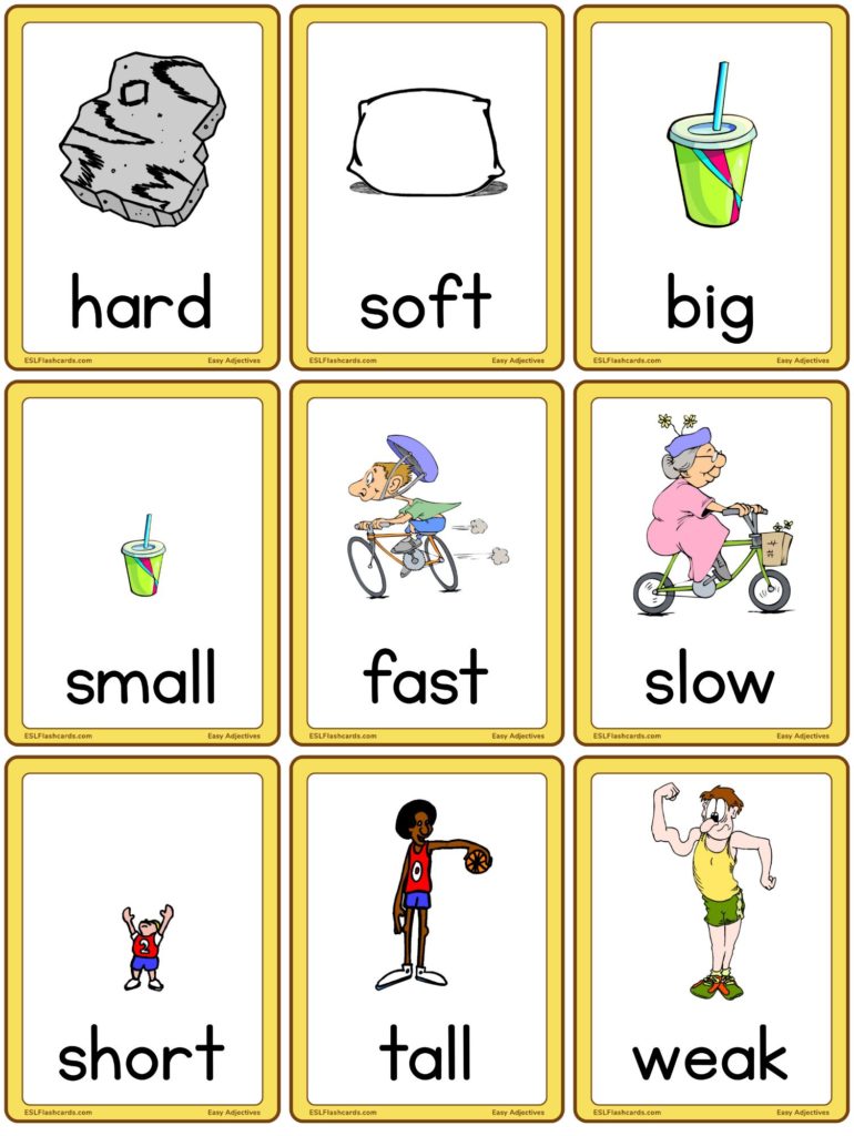 adjectives Flashcards & Worksheets - ESL Flashcards