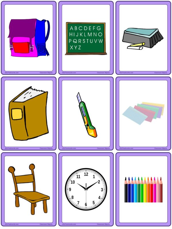 Classroom Objects - ESL Flashcards