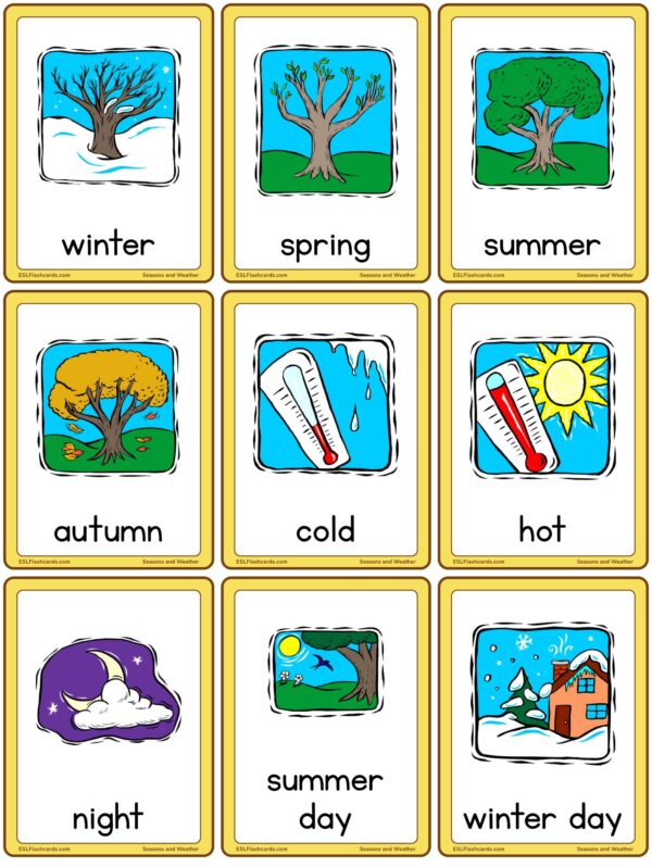 Seasons and Weather Flashcards - ESL Flashcards