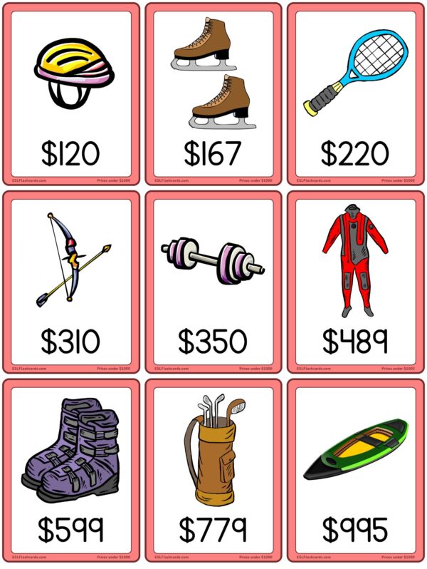 Prices under $1000 - ESL Flashcards