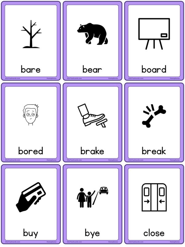 Homophones - ESL Flashcards