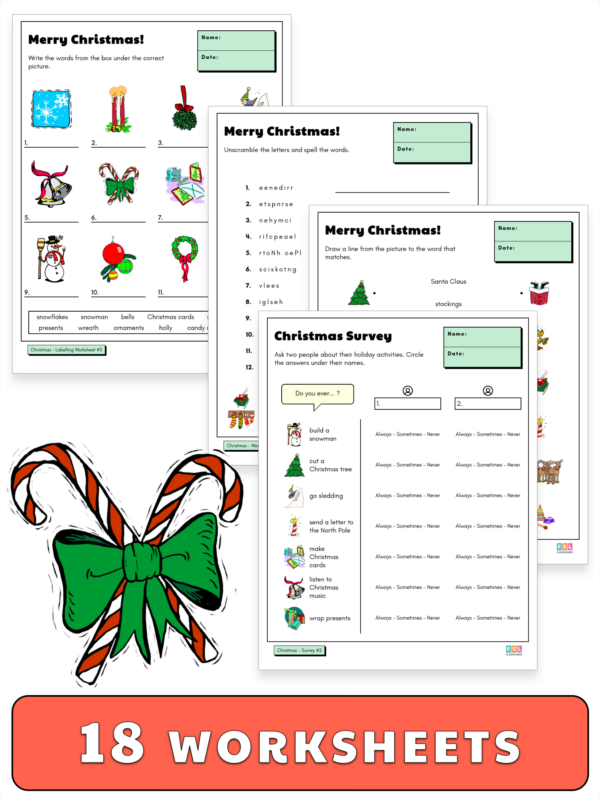 Christmas Worksheets - ESL Flashcards