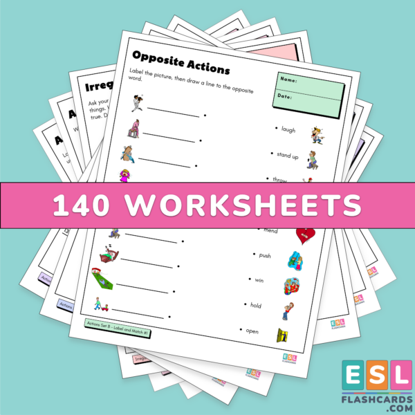 verbs Flashcards & Worksheets - ESL Flashcards