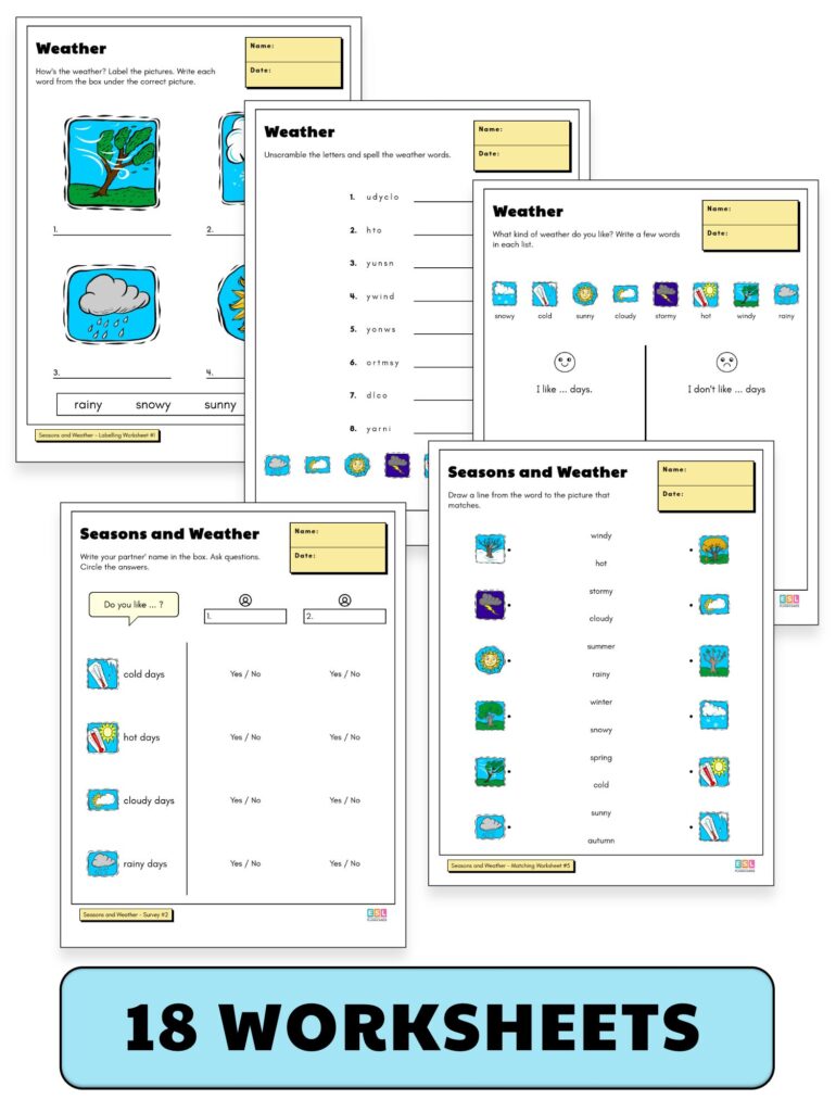 Seasons and Weather Flashcards - ESL Flashcards