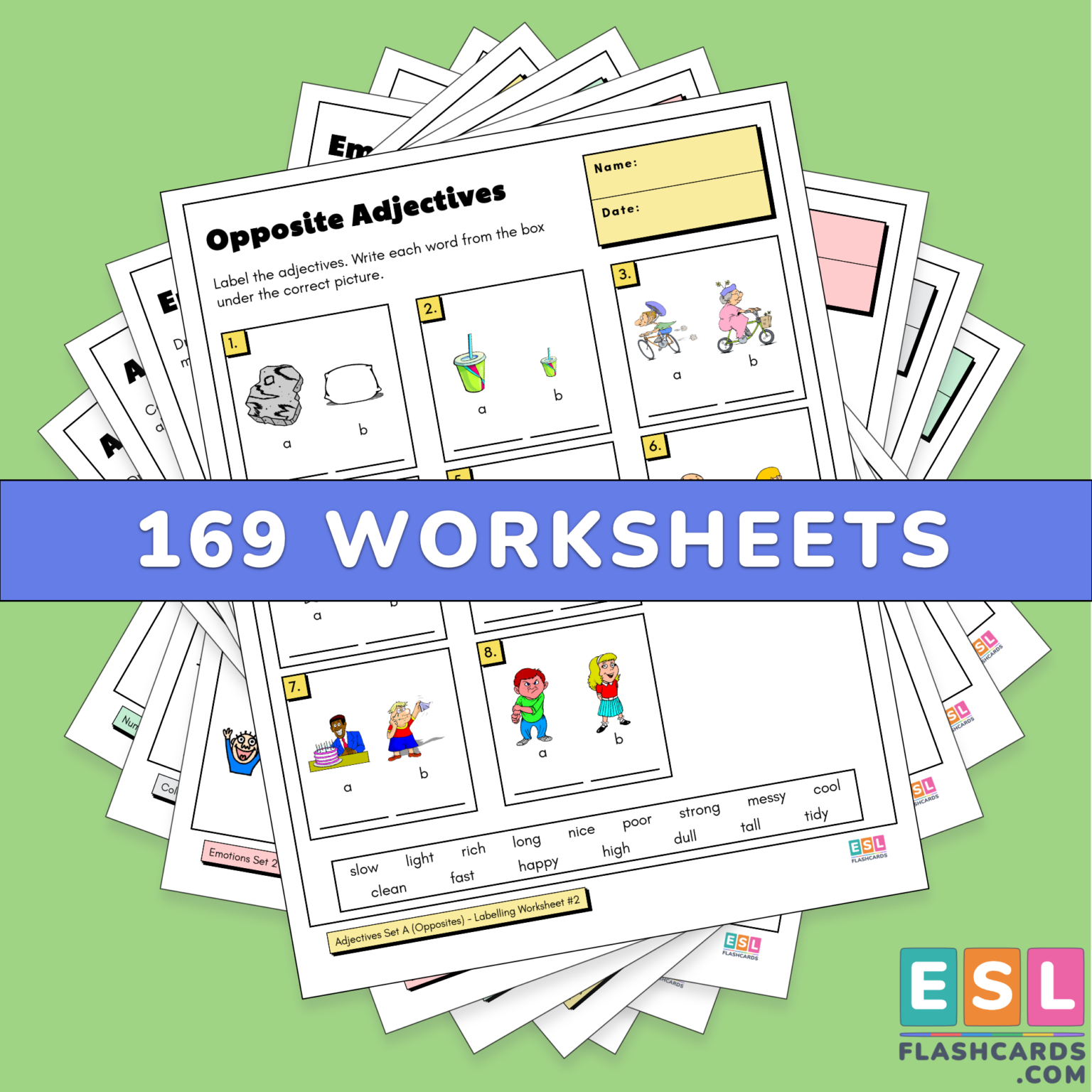 adjectives Flashcards & Worksheets - ESL Flashcards
