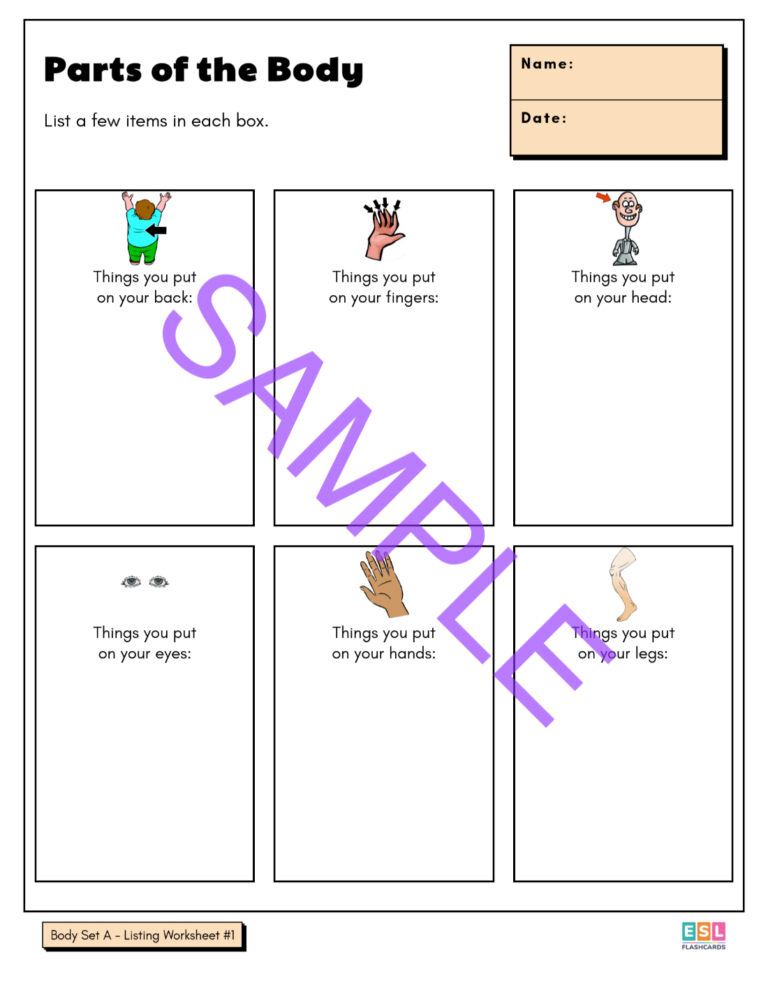 172 Noun Worksheets - ESL Flashcards