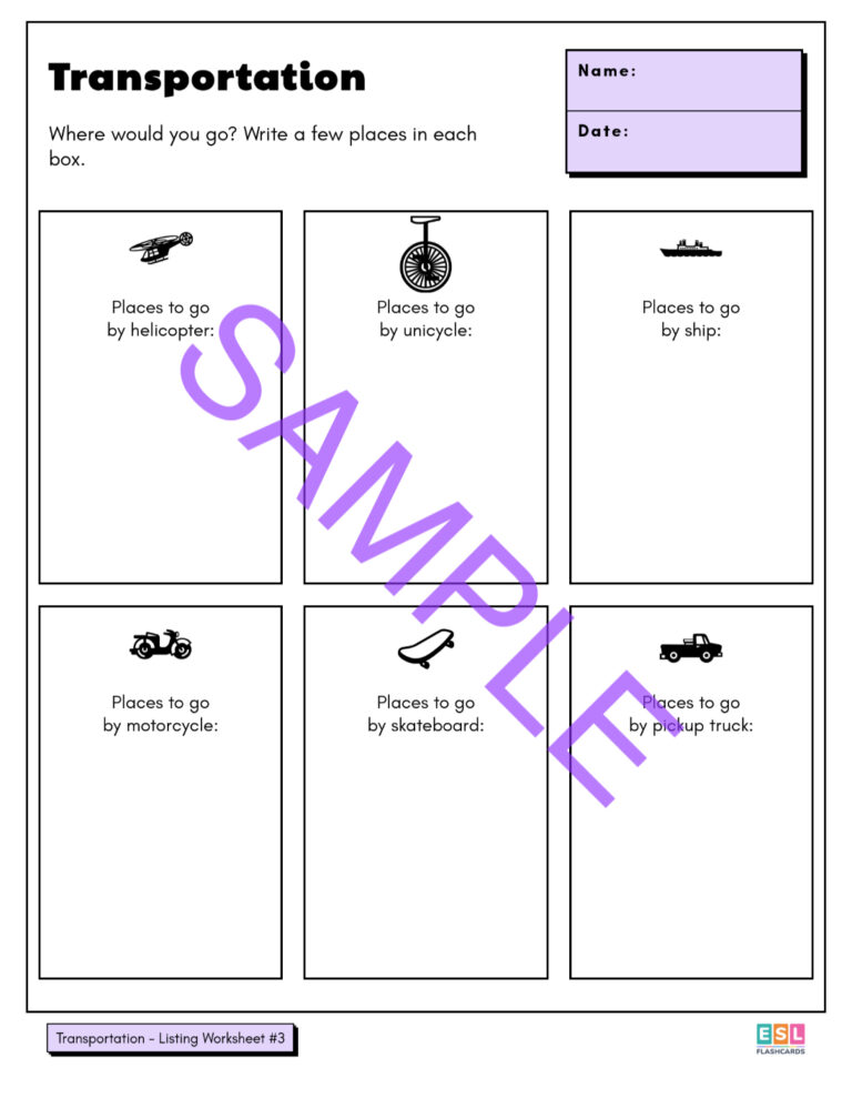172 Noun Worksheets - ESL Flashcards