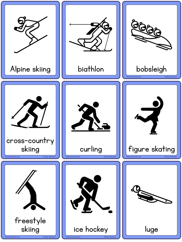Olympics Flashcards & Worksheets - ESL Flashcards
