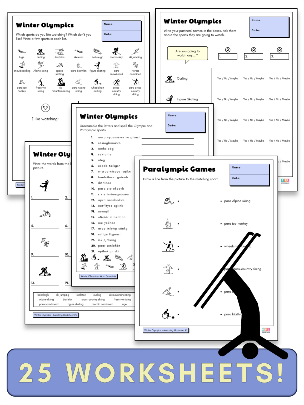 Sports Equipment Worksheets - ESL Flashcards